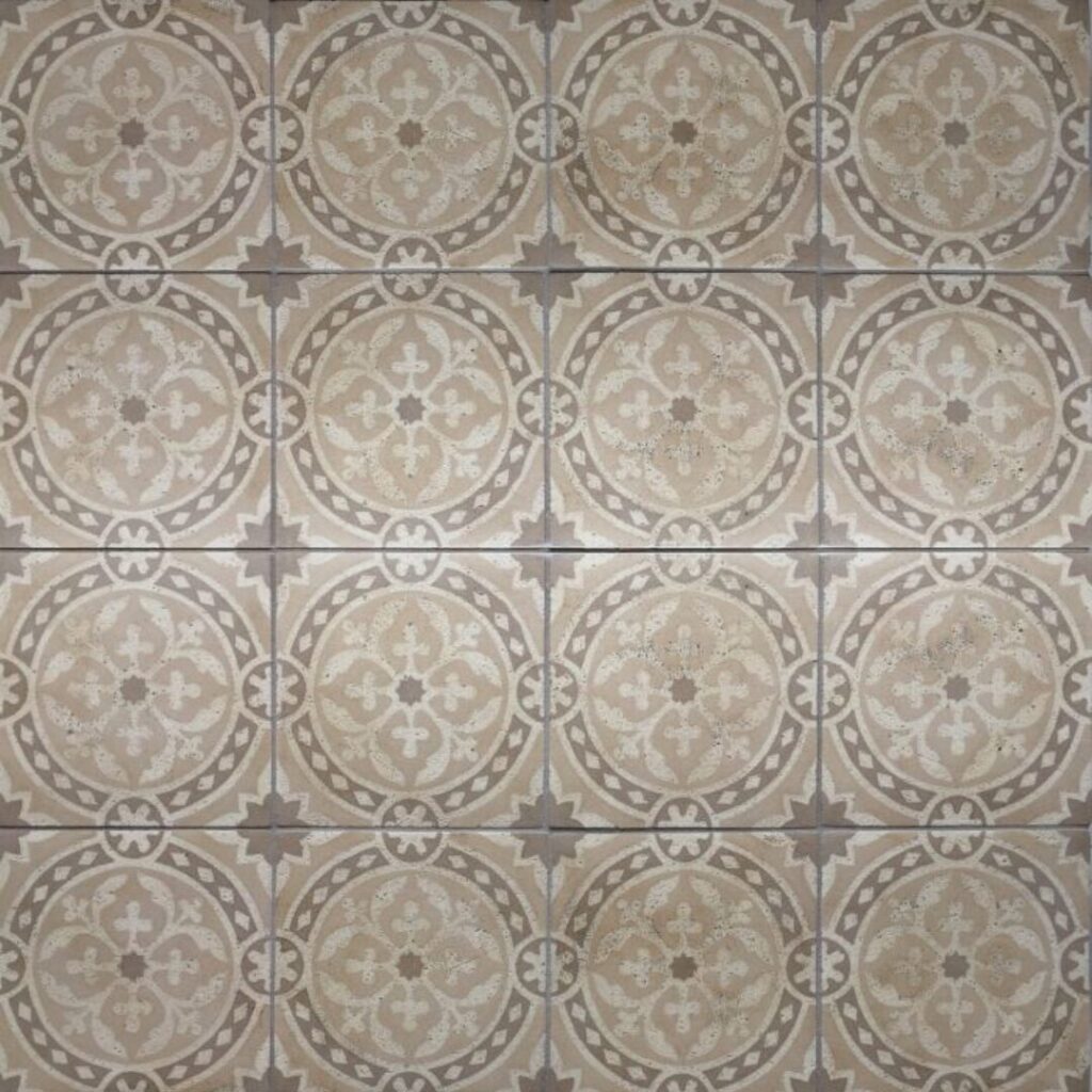 Ivory w/ Taupe & Sand Inlay | Encaustic Tile | Renaissance Tile & Bath