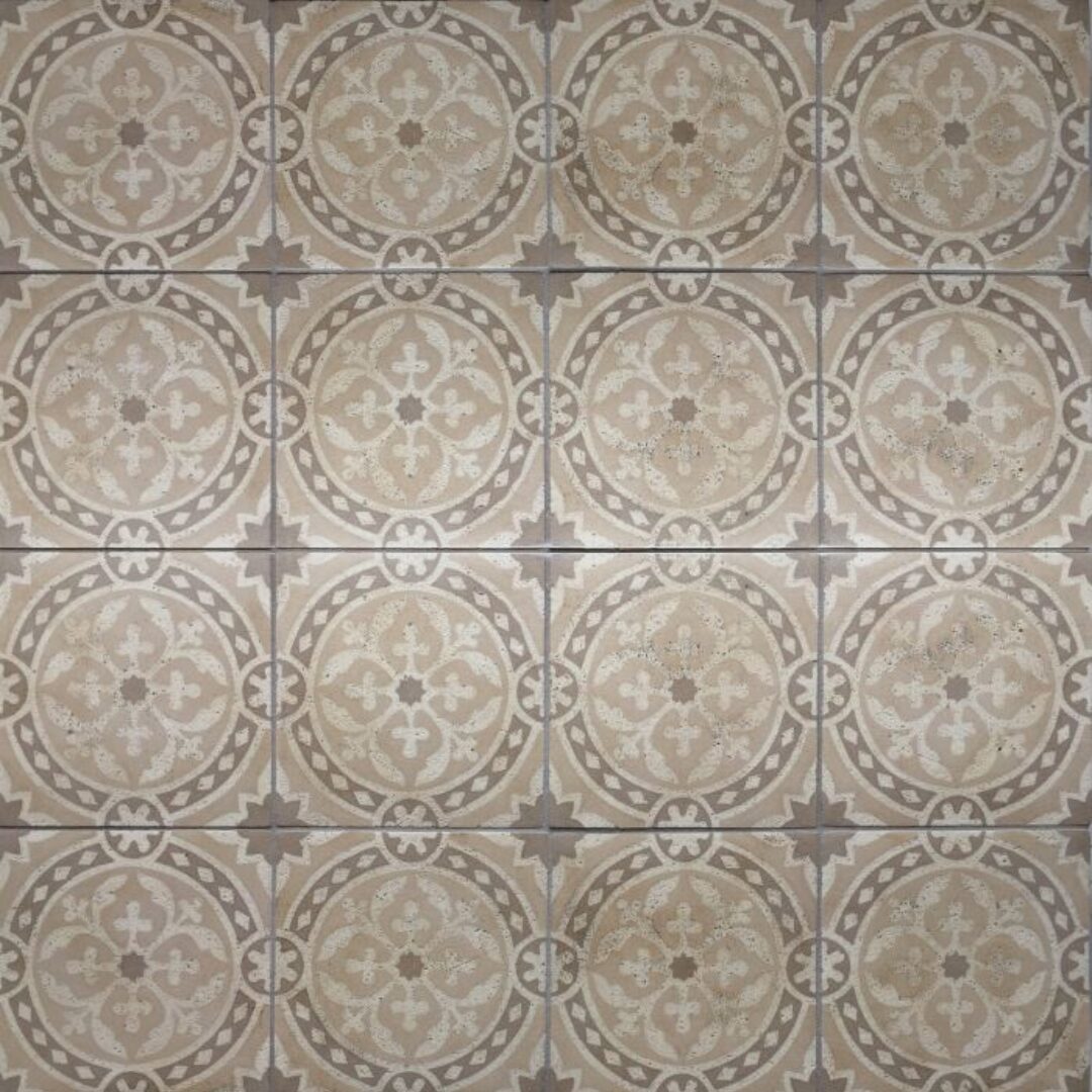 Gray Body w/ Cream, Black & Dove Inlay | Encaustic Tile | Renaissance ...