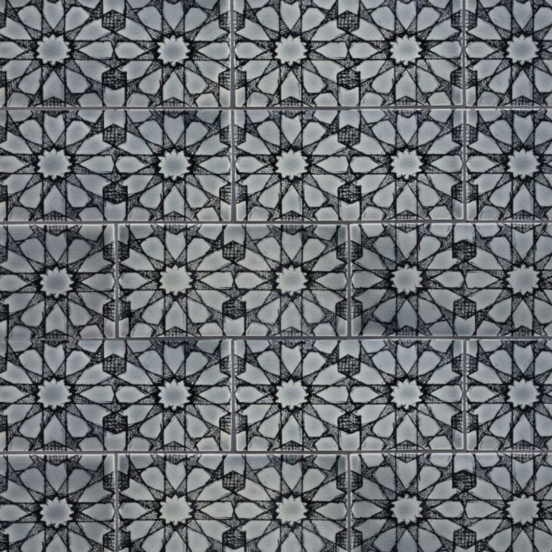 Scraffito Pattern Relief - Monochrome | 5x10 in. Ceramic Field Tile ...