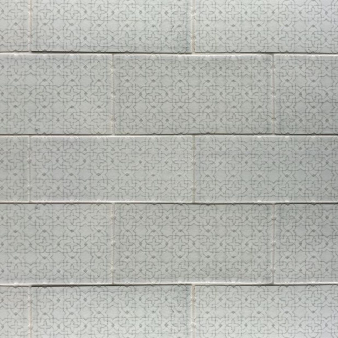 Scraffito Pattern Relief - Monochrome | 5x10 in. Ceramic Field Tile ...