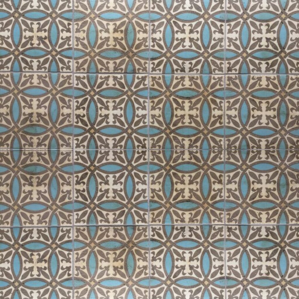 Gray w/ Butter, Aqua & Cream Inlay | Encaustic Tile | Renaissance Tile ...