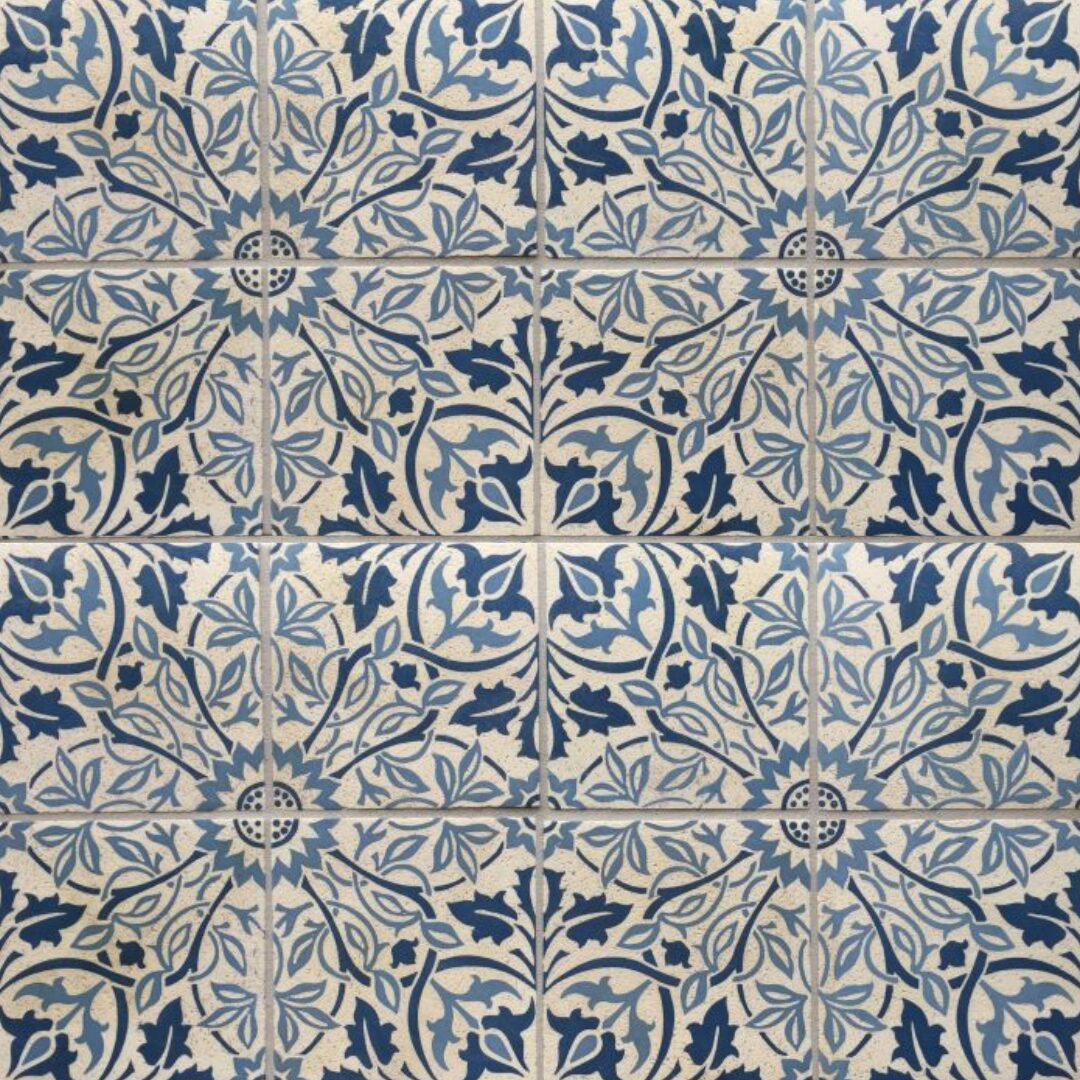 Gray Body w/ Cream, Black & Dove Inlay | Encaustic Tile | Renaissance ...