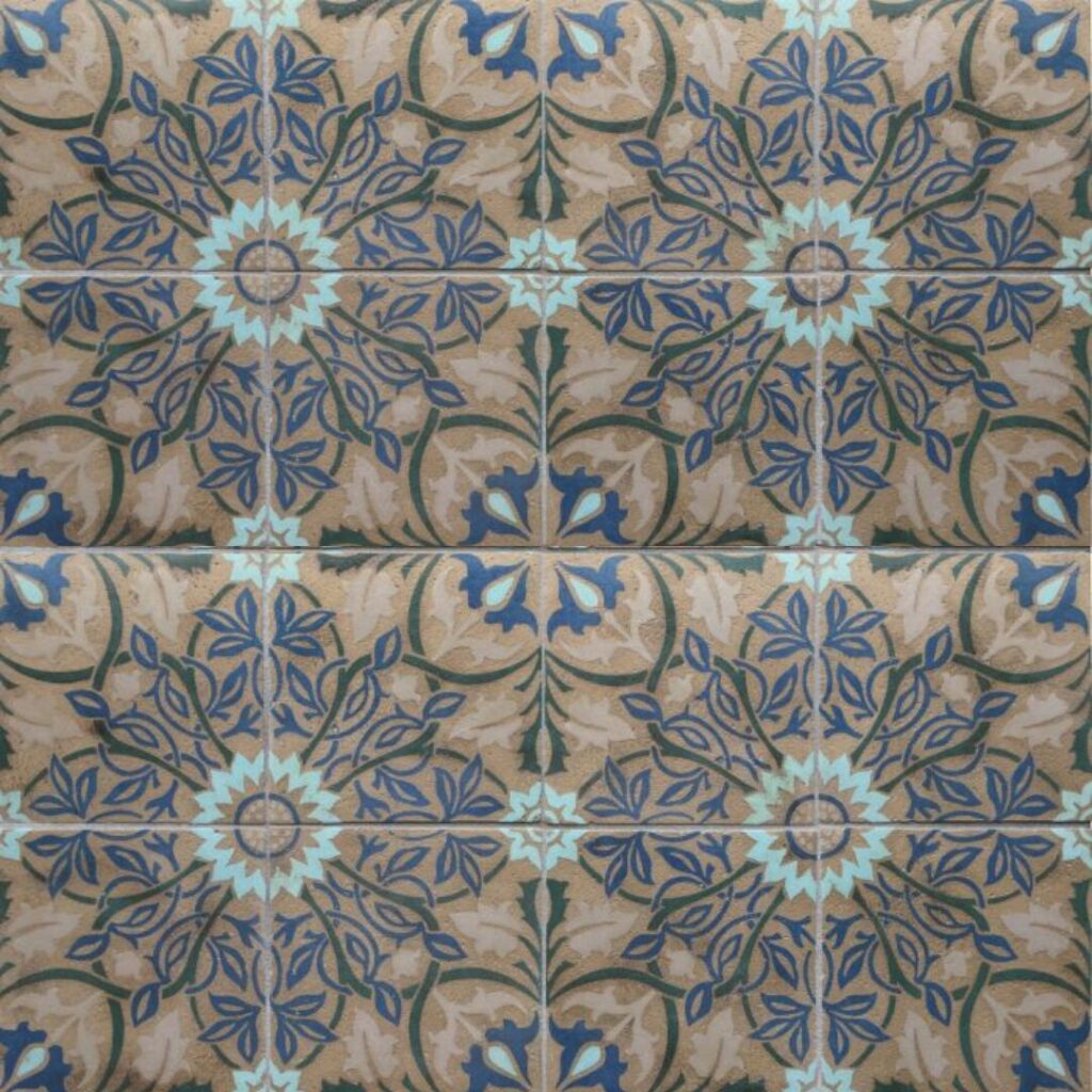 Gray w/ Cobalt, Peacock & Aqua Inlay | Encaustic Tile | Renaissance ...