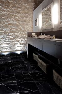 Nero Marquina | Marble - 2x8 in. Field Tile - Soft Pillowed Edge (3/8 ...