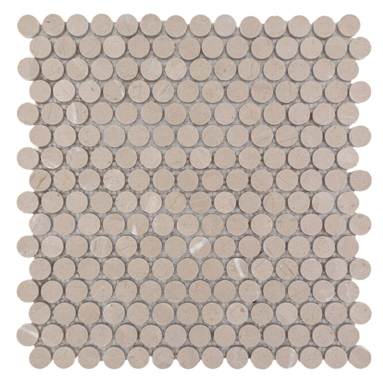 Corinthian Beige | Marble - 3/4 in. Penny Round Mosaic | Honed (3/8 ...