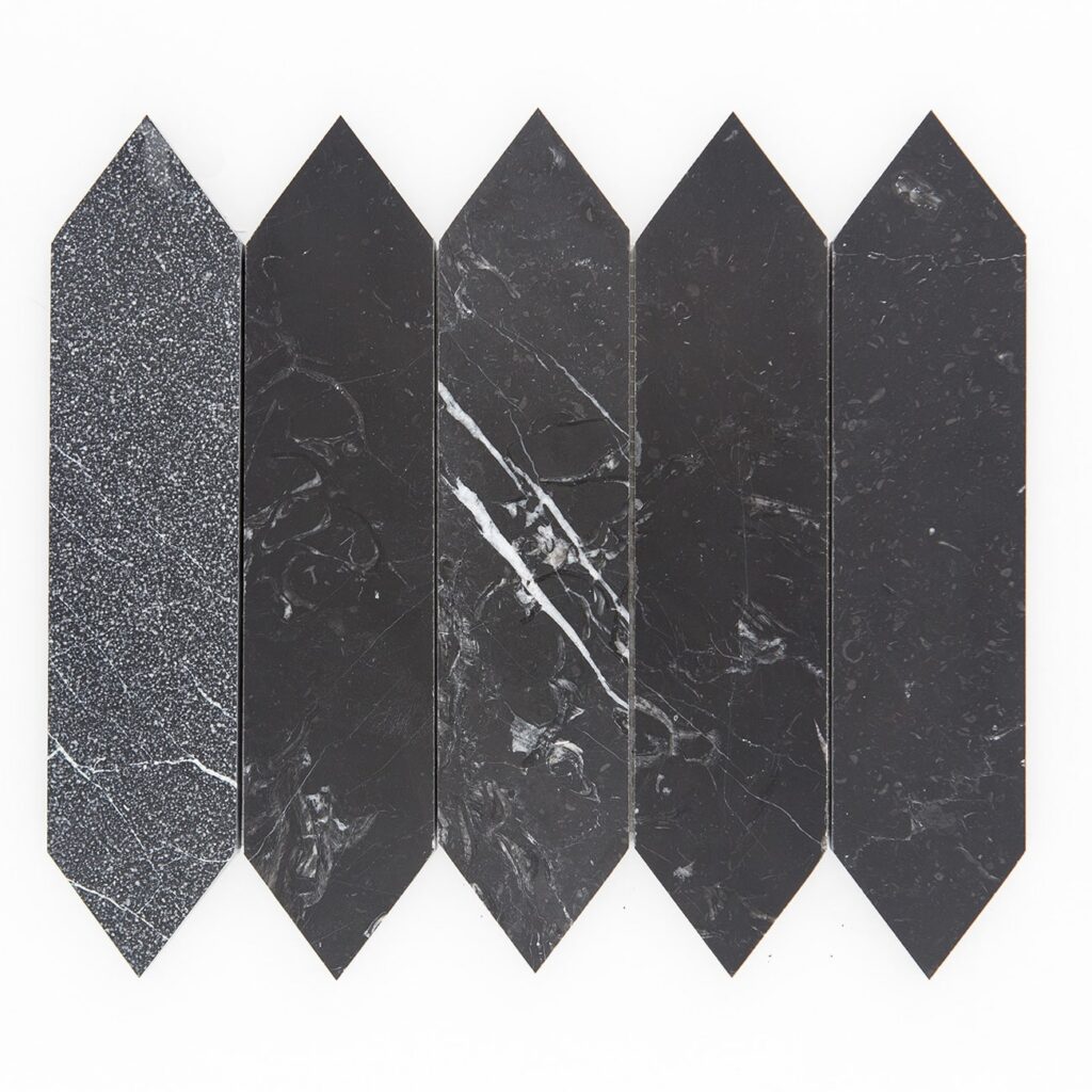 Nero Marquina | Marble - 2x8 in. Field Tile - Soft Pillowed Edge (3/8 ...