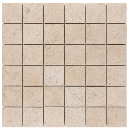Gascogne Beige | Limestone - 2x2 in. Straight Joint Mosaic | Honed (3/8 ...