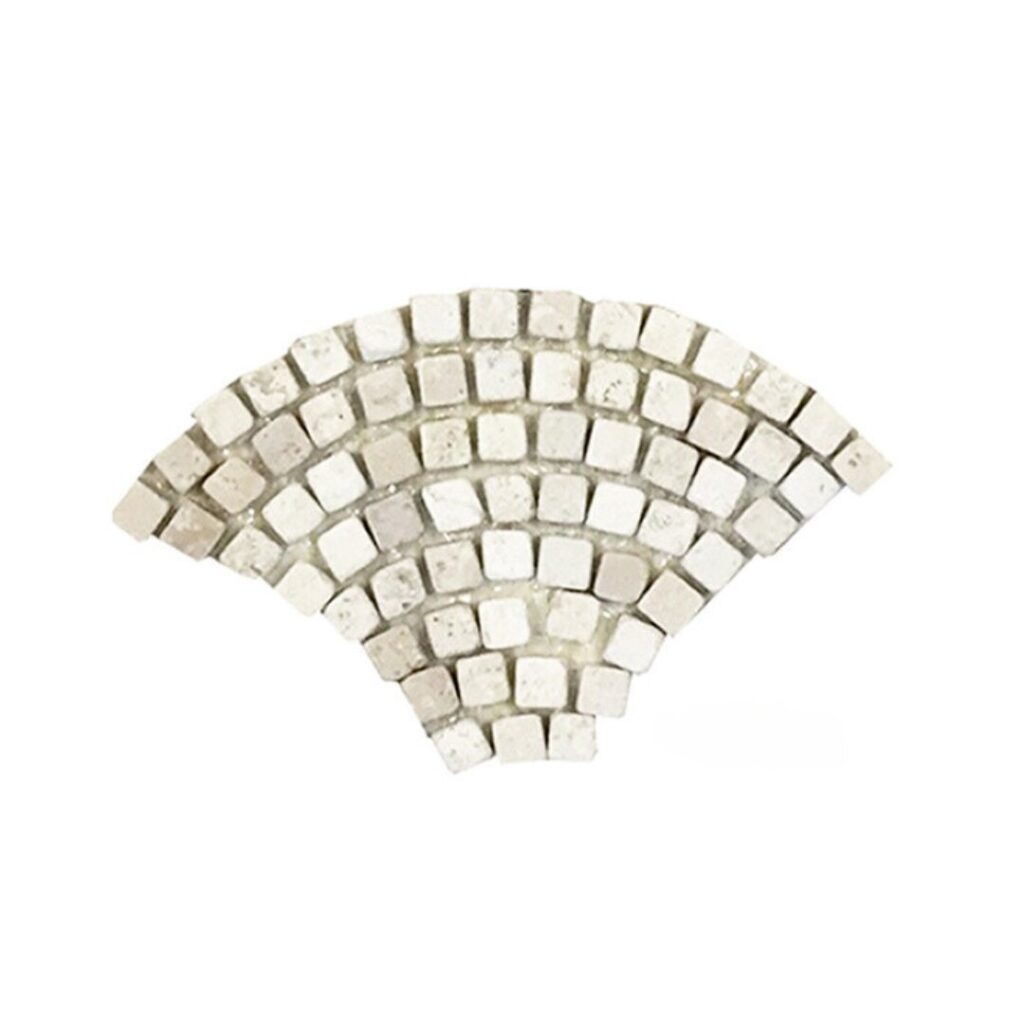 Aztec | Travertine - 8 in. Fan Mosaic | Tumbled | Renaissance Tile and Bath