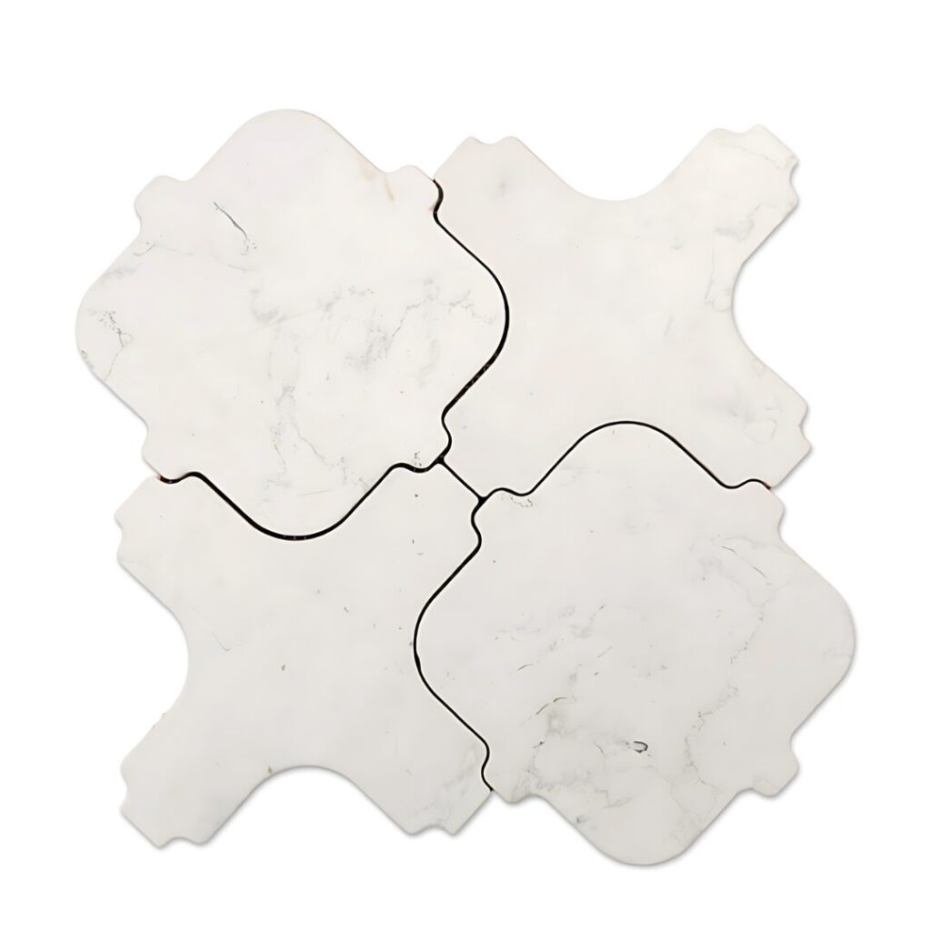 Bianco Perlino | Hasna 2 Waterjet Mosaic | Soft Pillowed Edge ...