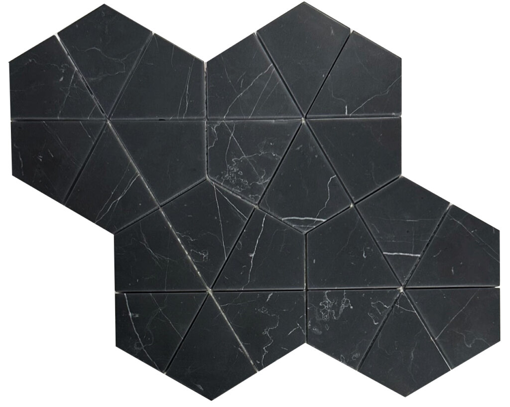Nero Marquina | Marble - 6x6.9 in. Luna Hexagon Mosaic - Soft Pillowed ...